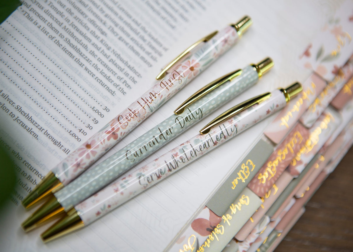 Floral Christian Pen Set | Pens for Bible Study – chosenandcherishedshop